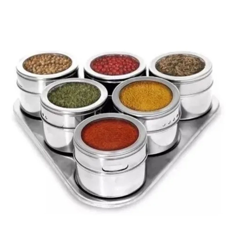 Kit Porta Condimento 6 potes Inox Tempero Ima Geladeira | Shopee Brasil