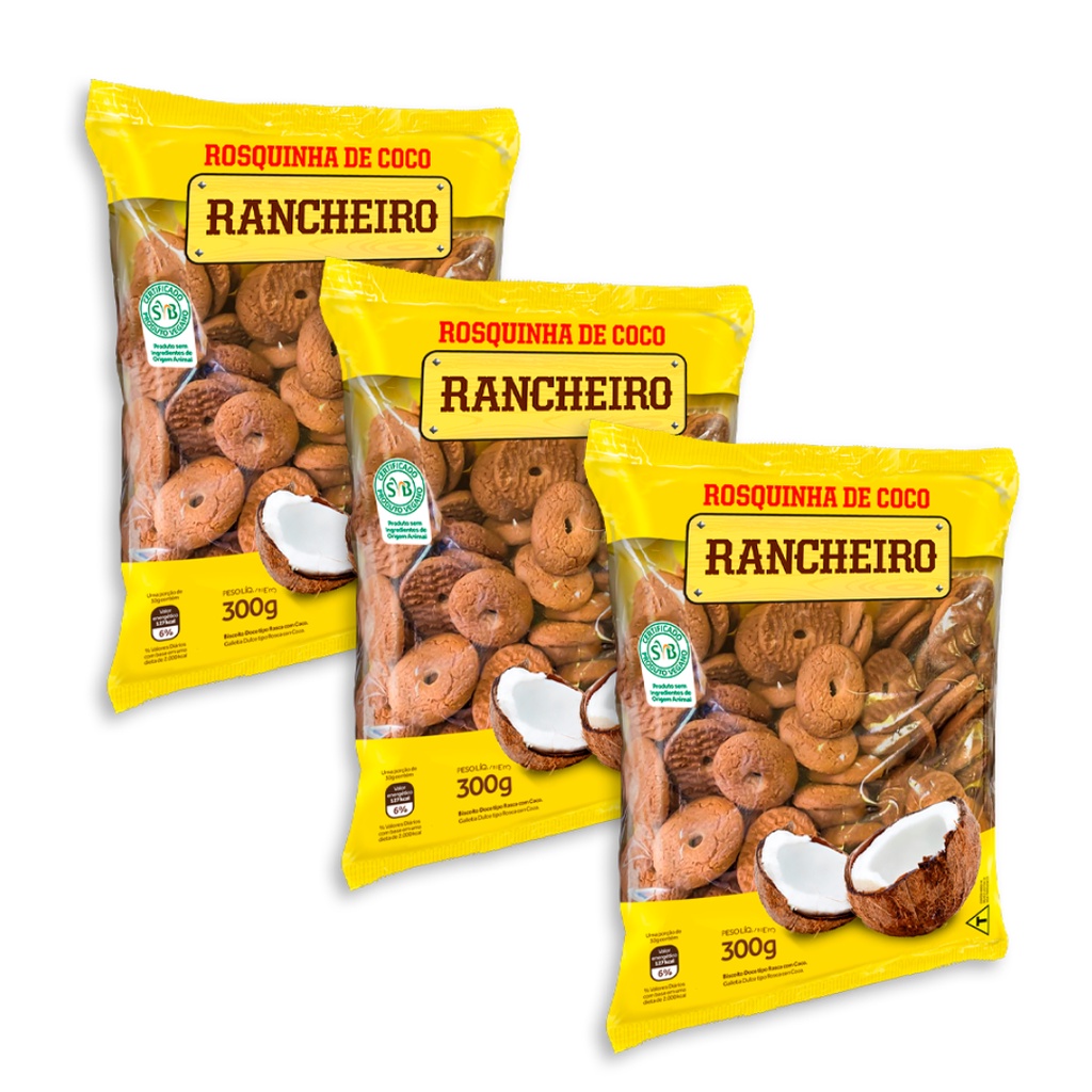 Kit 3 Rosquinha de Coco Rancheiro Vegana 300g | Shopee Brasil Kit 3 Rosquinha de Coco Rancheiro Vegana 300g | Shopee Brasil