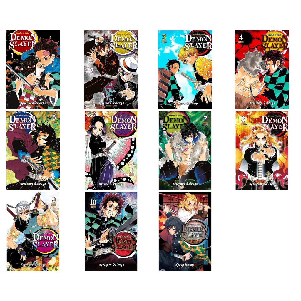 KIT Demon Slayer Kimetsu no Yaiba 1 ao 10 + Gaiden Lacrados | Shopee Brasil