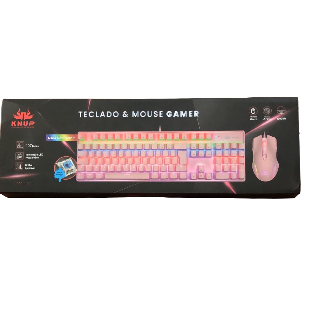 Kit Gamer Knup Teclado Mecânico Blue Switch e Mouse LED RGB KP - TE111 ...