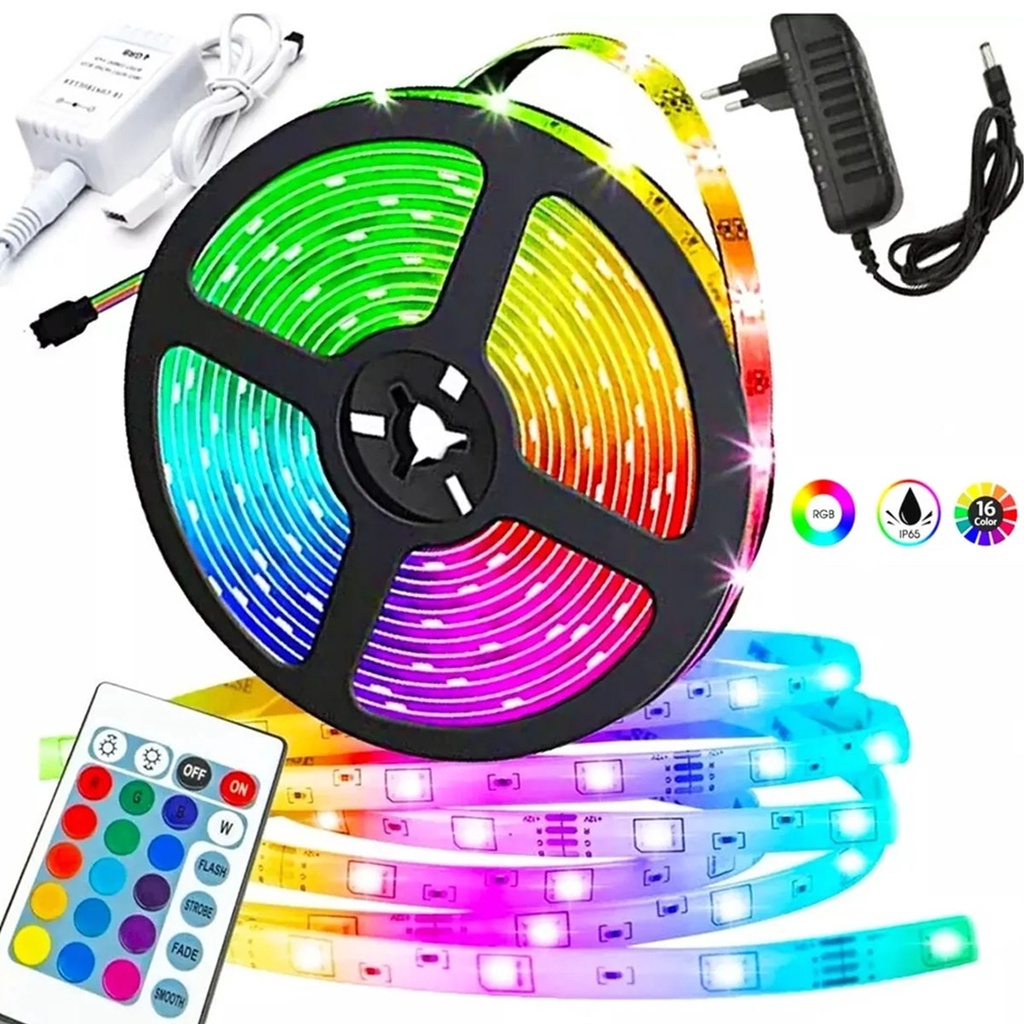 Fita Led Sala RGB Quarto Com Fonte Colorido 300 Leds | Shopee Brasil