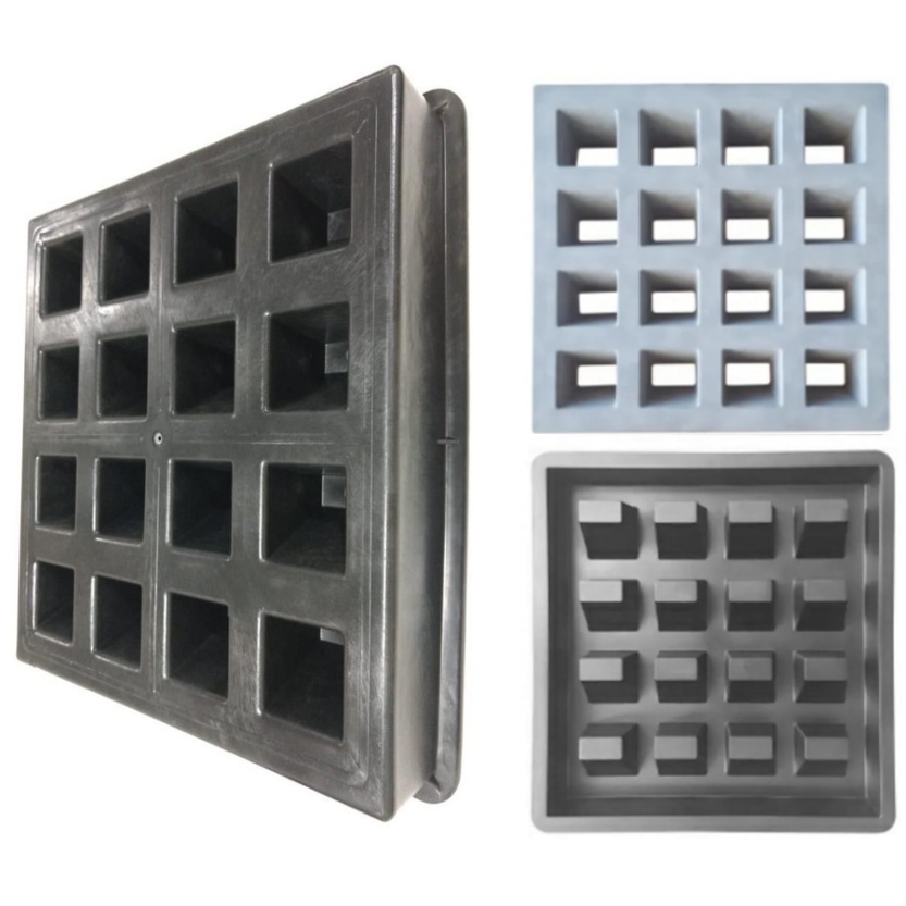 Formas plástica p/ bloco elemento vazado/cobogó 16 furos anti-chuva - 2 ...