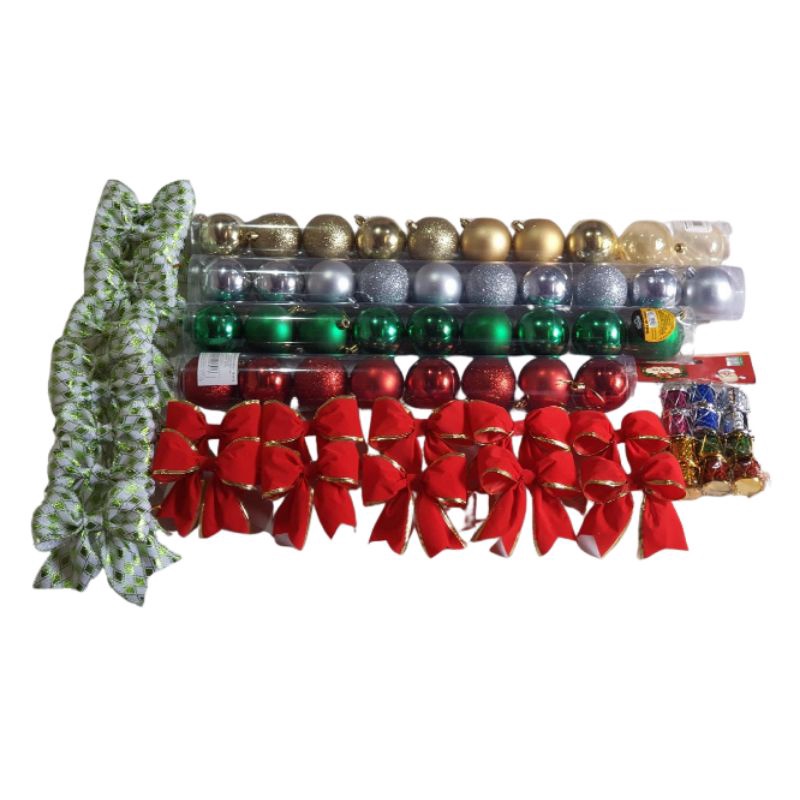 Kit Natalino com bolas e com super laços feito artesanalmente | Shopee ...