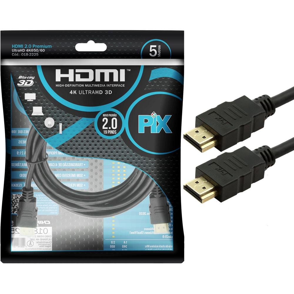 Cabo HDMI 5m 2.0 4K 19 Pinos, PIX 018-2225 | Shopee Brasil
