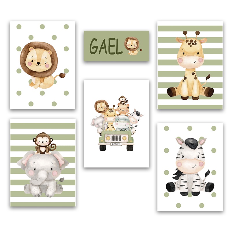 Quadro decorativo safari baby com nome personalizado | Shopee Brasil
