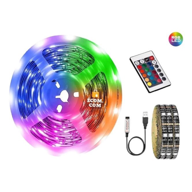 Fita De Led Rgb 5050 Colorida Controle Usb Direto Na Fita 2m | Shopee Brasil