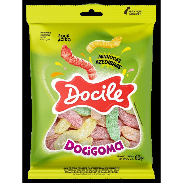 10 Pct. Goma Minhoca Azedinha 90g Docile Atacado Bala | Shopee Brasil