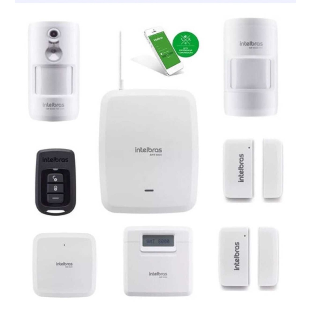 KIT ALARME INTELBRAS WIFI SEM FIO AMT8000 C/ 4 SENSORES | Shopee Brasil
