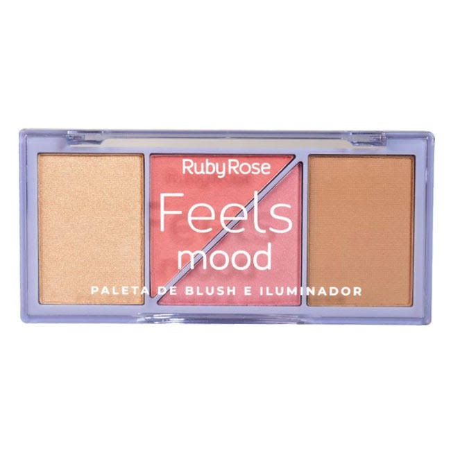 Paleta De Blush e Iluminador Feels Mood Ruby Rose HB7529-1 | Shopee Brasil