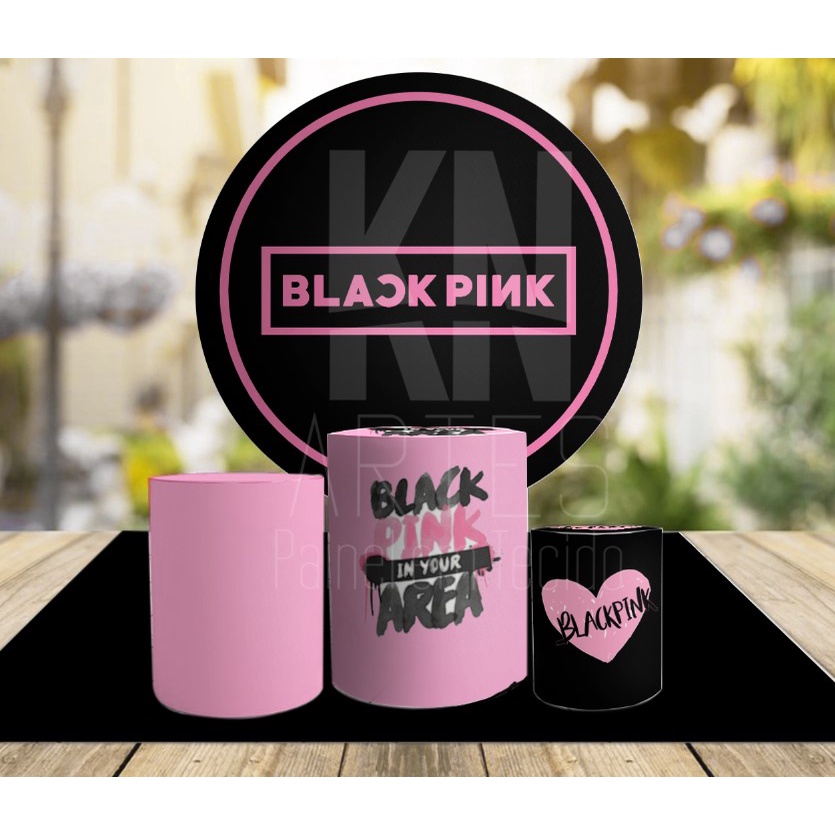 Kit Painel De Festa Redondo 1,5x1,5 e Trio De Cilindros Sublimado Em ...