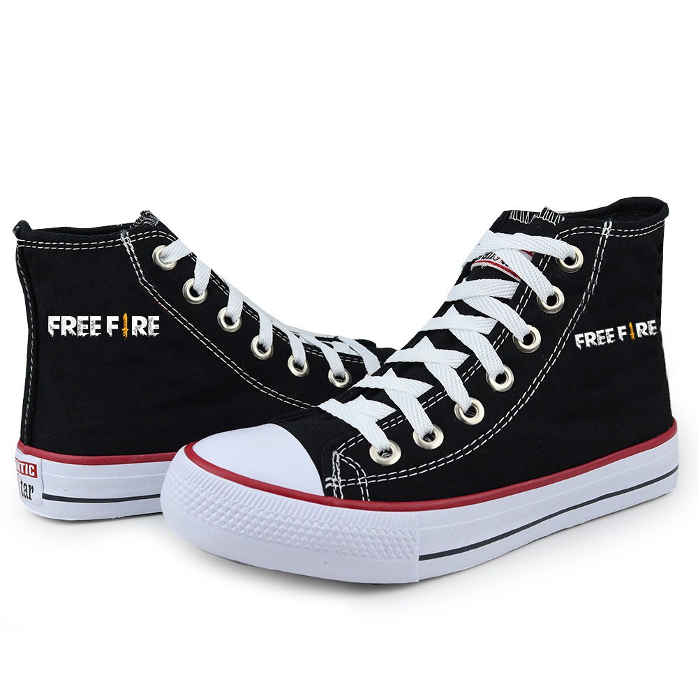 Tenis Free Fire Femenino All Stars Cano Alto Preto Branco | Shopee Brasil