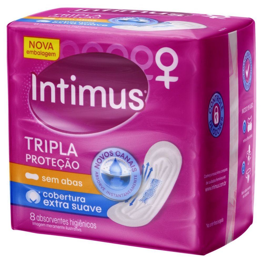 Intimus Absorvente Externo Tripla Proteção Extra Suave sem Abas 8 ...