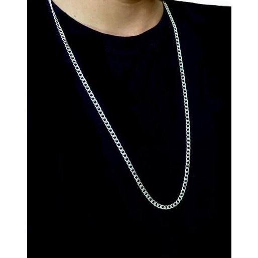 Corrente Cordão Banhado Prata 925 Masculina 60cm 4mm - Faz a Boa!