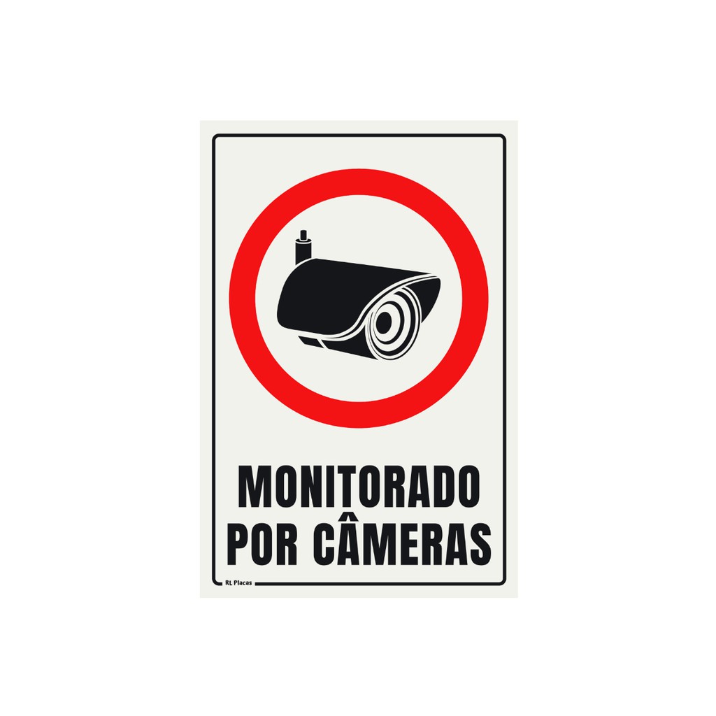 Placa de Sinalização Monitorado por Câmeras 15 x 20 - Vertical | Shopee ...