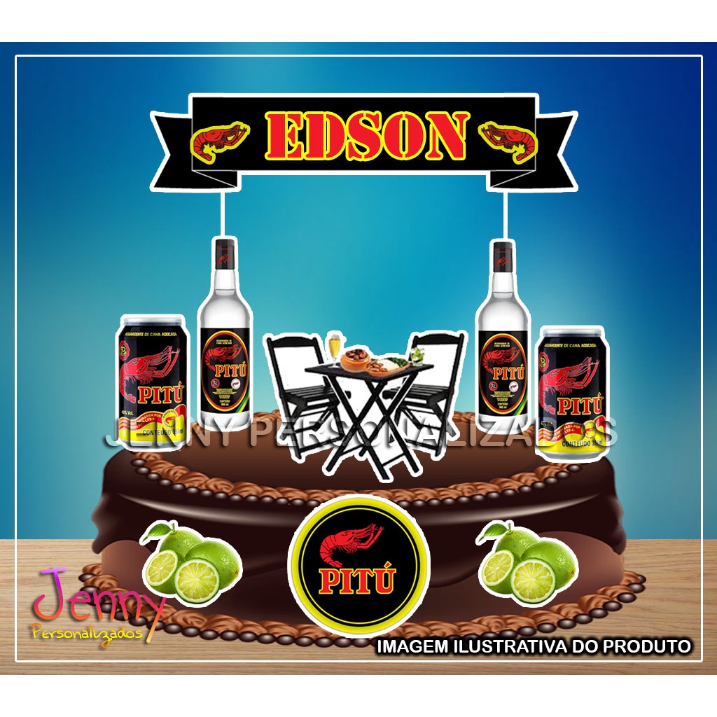 Topo Topper de Bolo Personalizado Pitu 2 | Shopee Brasil