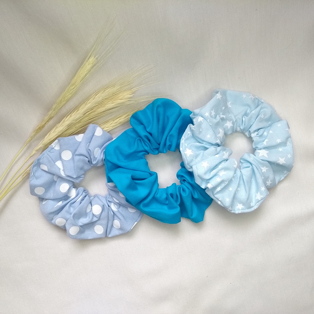 Kit Scrunchie Modelo Basico (Sem Laço) - Coleção Safira Azul Tons ...