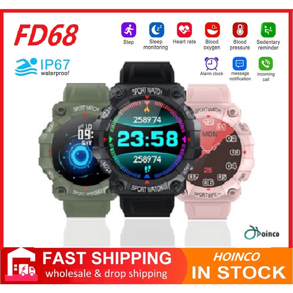 SmartWatch FD68 Relógio com Bluetooth USB com Monitor Cardíaco Smart watch para Iphone Android ...