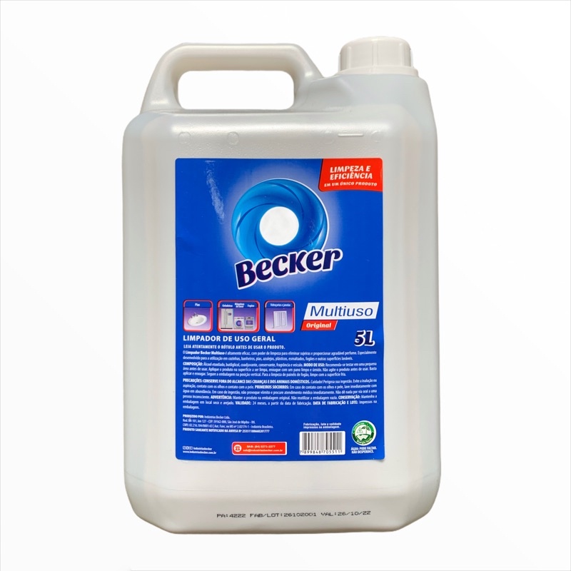 Limpador Multiuso Original 5 Litros - Becker | Shopee Brasil