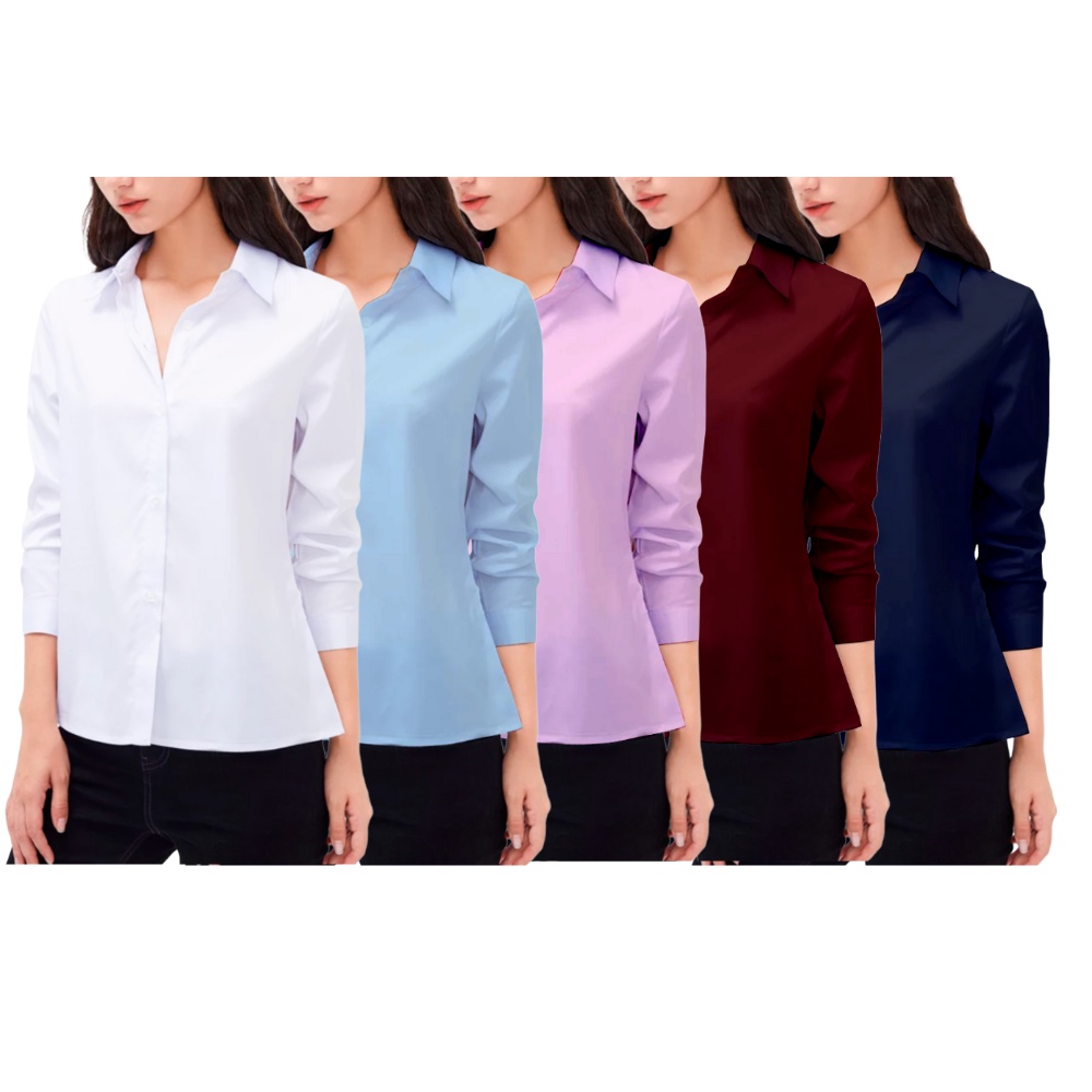 Kit 5 Camisa Feminina Social Manga 3/4 Camisa Social Feminina Tecido ...