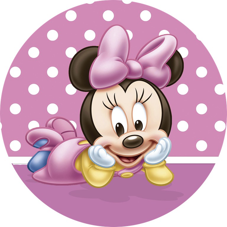 Painel Redondo Festa Decoração Infantil Sublimado Minnie Baby Rosa 1 ...