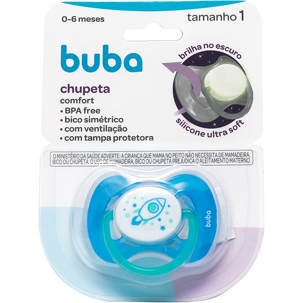 Chupeta Buba Comfort Tam. 01 Noturna Foguete | Shopee Brasil