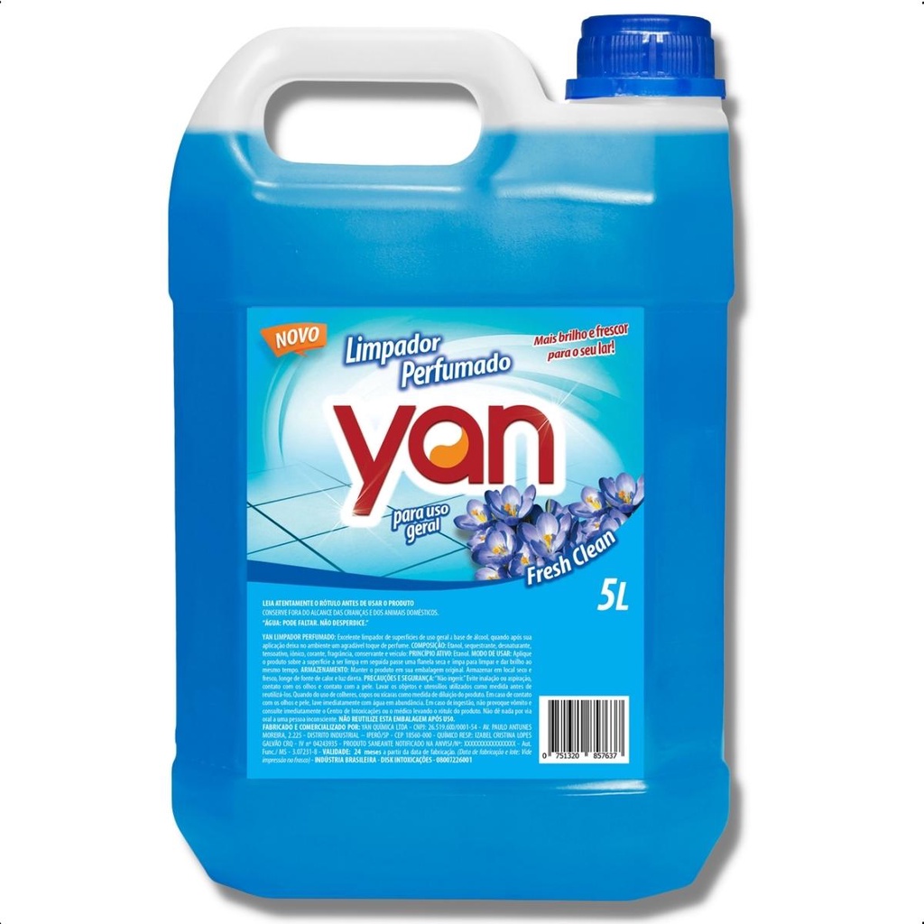 Limpador Perfumado Fresh Clean Yan de Uso Geral Galão 5 Litros | Shopee ...