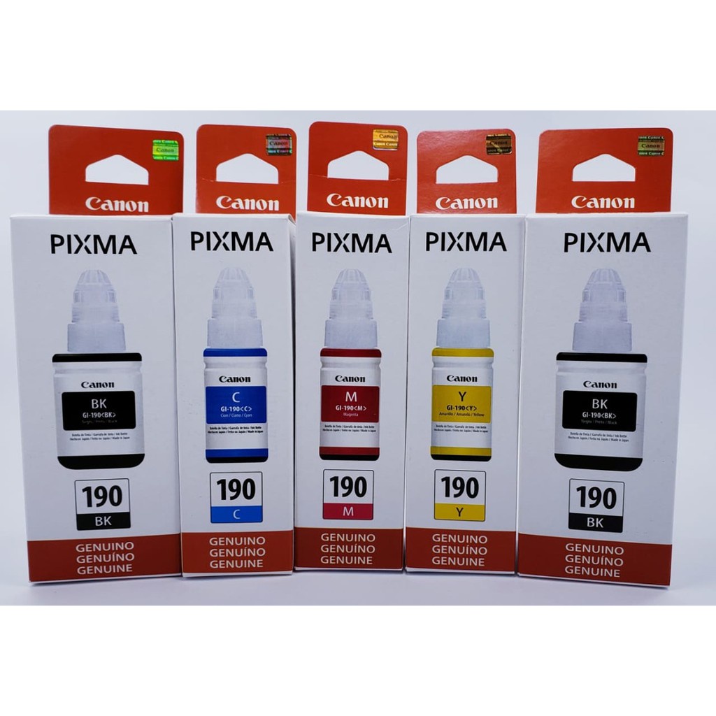 Kit 5 Tintas Original Pixma Gi-190 G1100 G2100 G3100 - Faz a Boa!