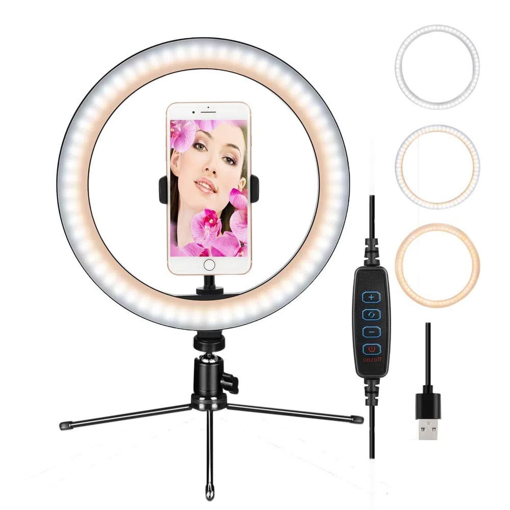 Iluminador Led Ring Light De Mesa Profissional 20 Cm 8 Polegadas | Shopee Brasil