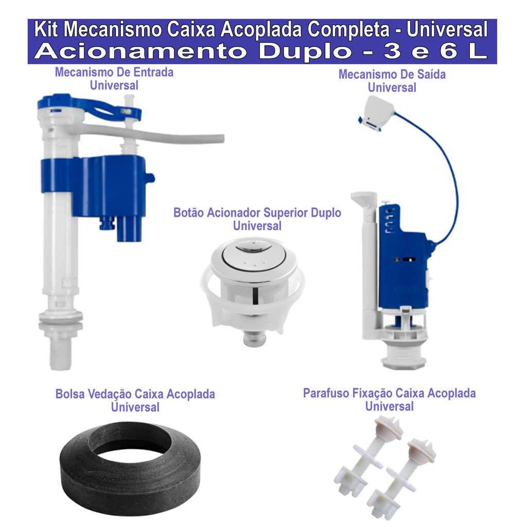 Kit Mecanismo Completo Caixa Acoplada Acionamento Duplo Universal Astra ...