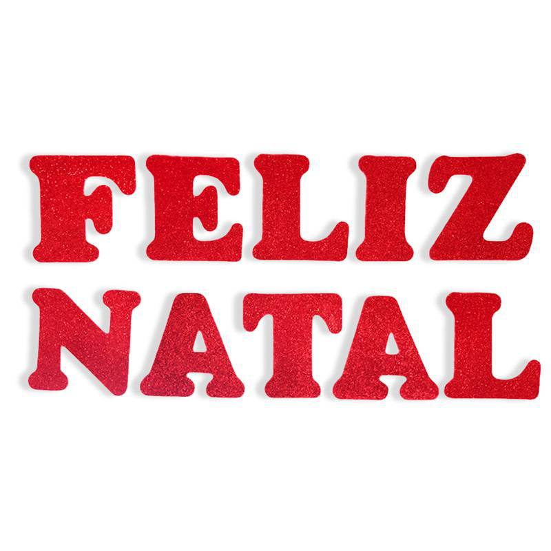 Feliz Natal Letra de Eva com Glitter Decoração Natal | Shopee Brasil