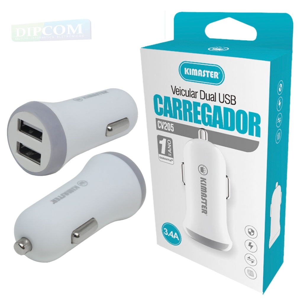 Carregador Veicular Turbo 3.4A - Fonte Veicular Dual USB - Original ...
