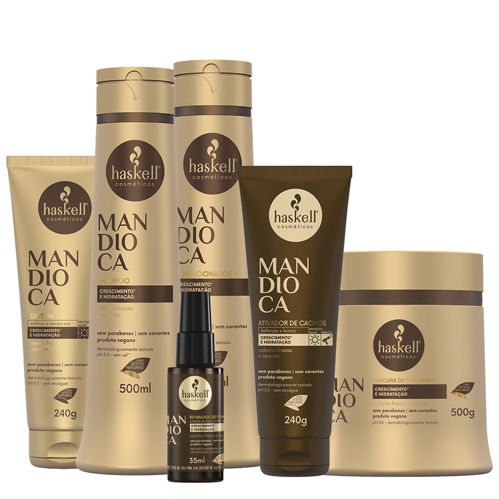 Kit Haskell Mandioca 500ml Completo + Ativador 240g | Shopee Brasil