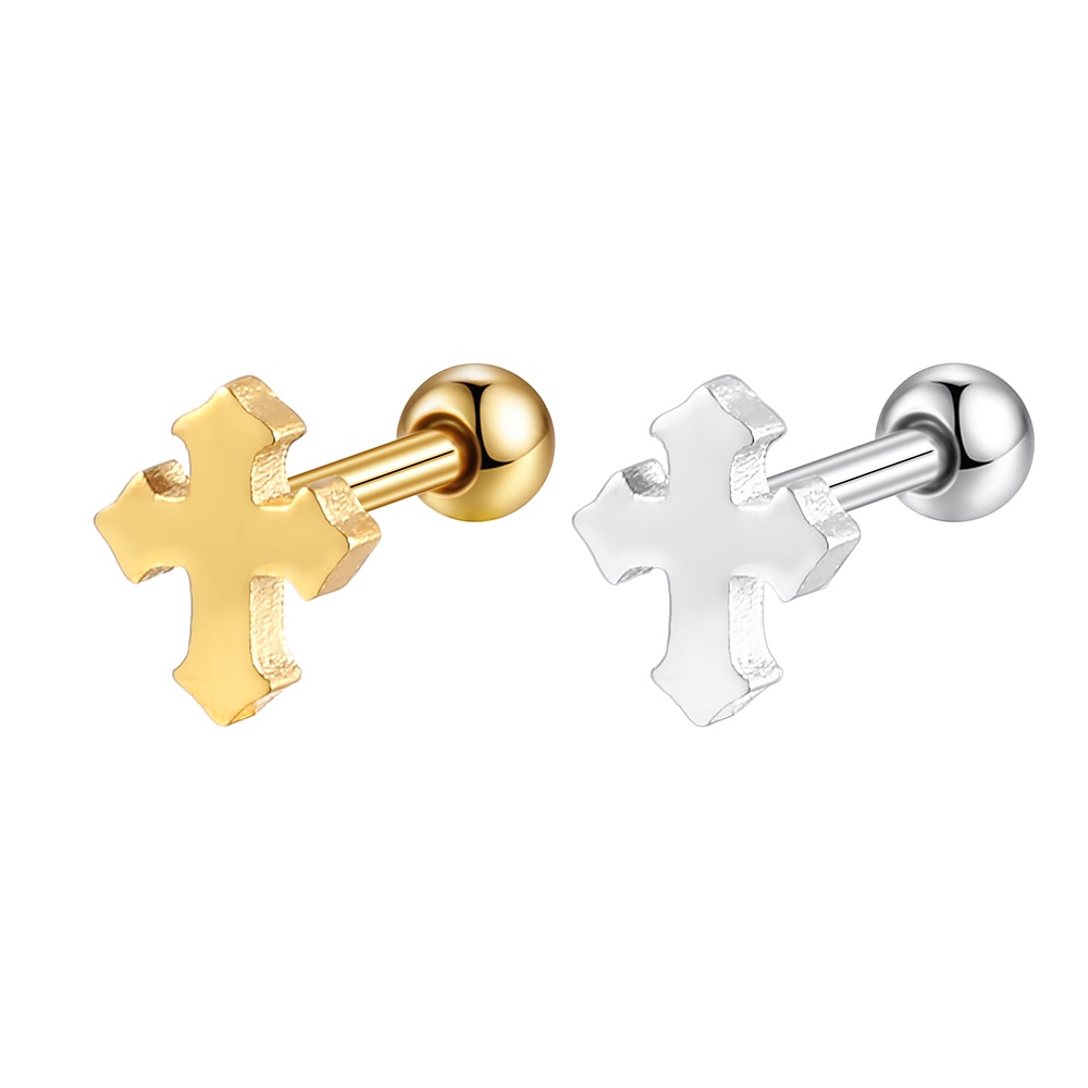 Piercing Microbell Aço Cirúrgico Cruz | Helix, Flat, Conch, Tragus ...