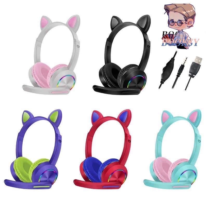 Fone Gato Headset Gamer Gatinho Luminoso Com Fio 3.5mm Microfone PS4 ...