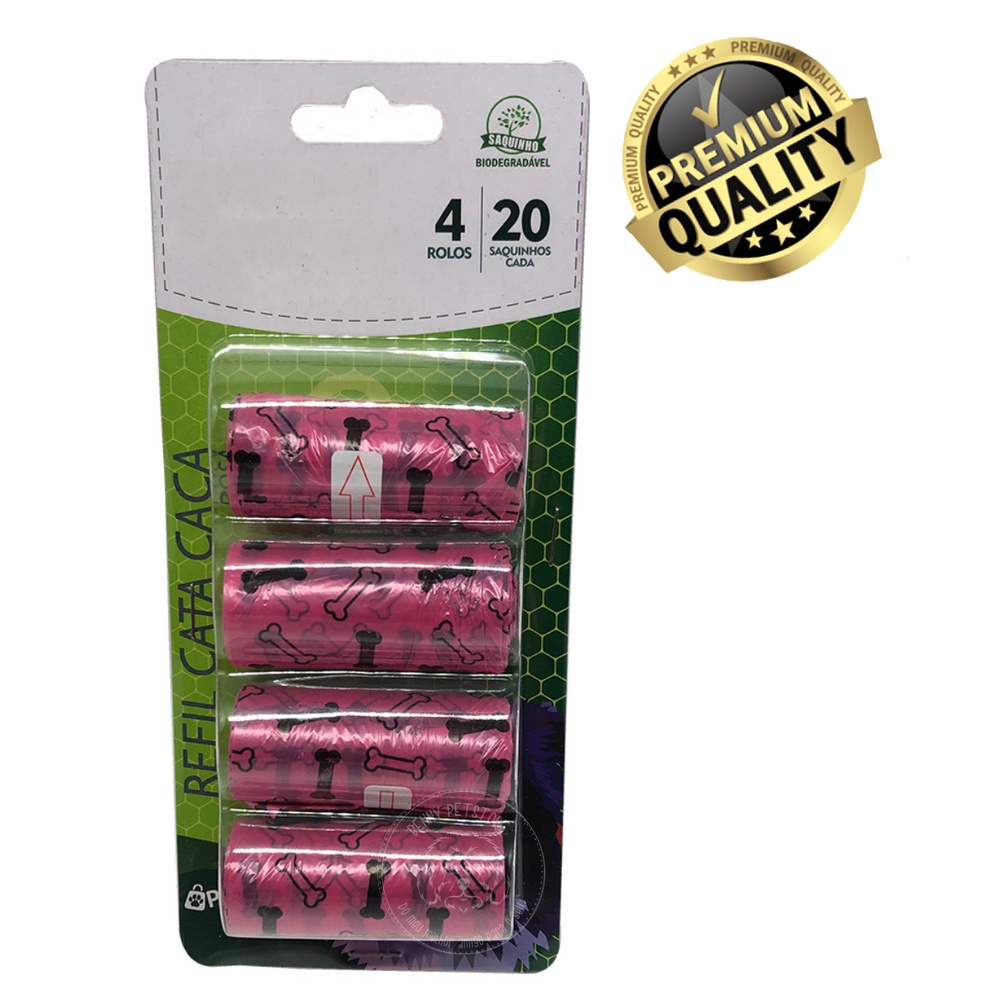 80 Saquinhos Pet Cata Caca Refil Saco Lixo Biodegradável Coletor de ...