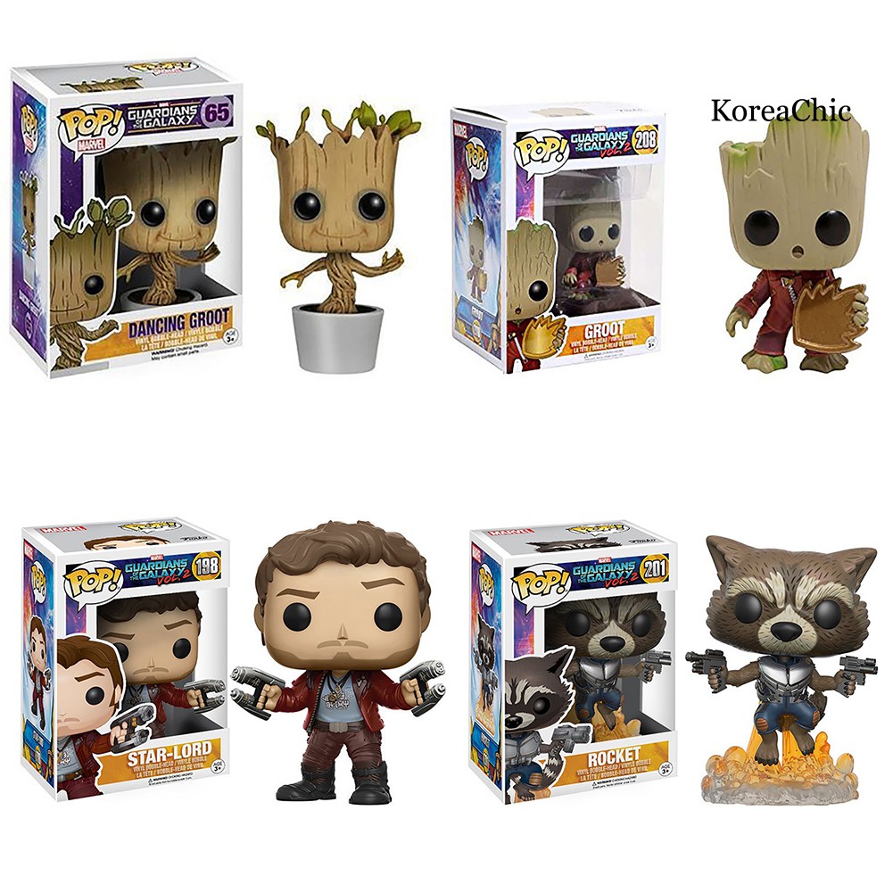 Boneco Funkos Marvels Of The Galaxy Star Lord Groot Em Pvc De 9cm ...