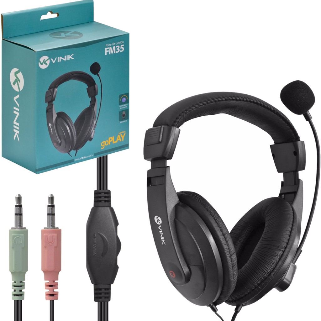 Fone Headset GO PLAY Vinik FM35 c/ Microfone Ideal p/ Home Office ...