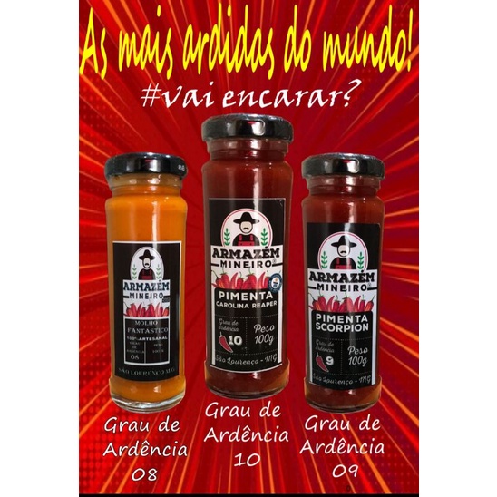 Kit As 3 Pimentas Mais Fortes Do Mundo | Shopee Brasil