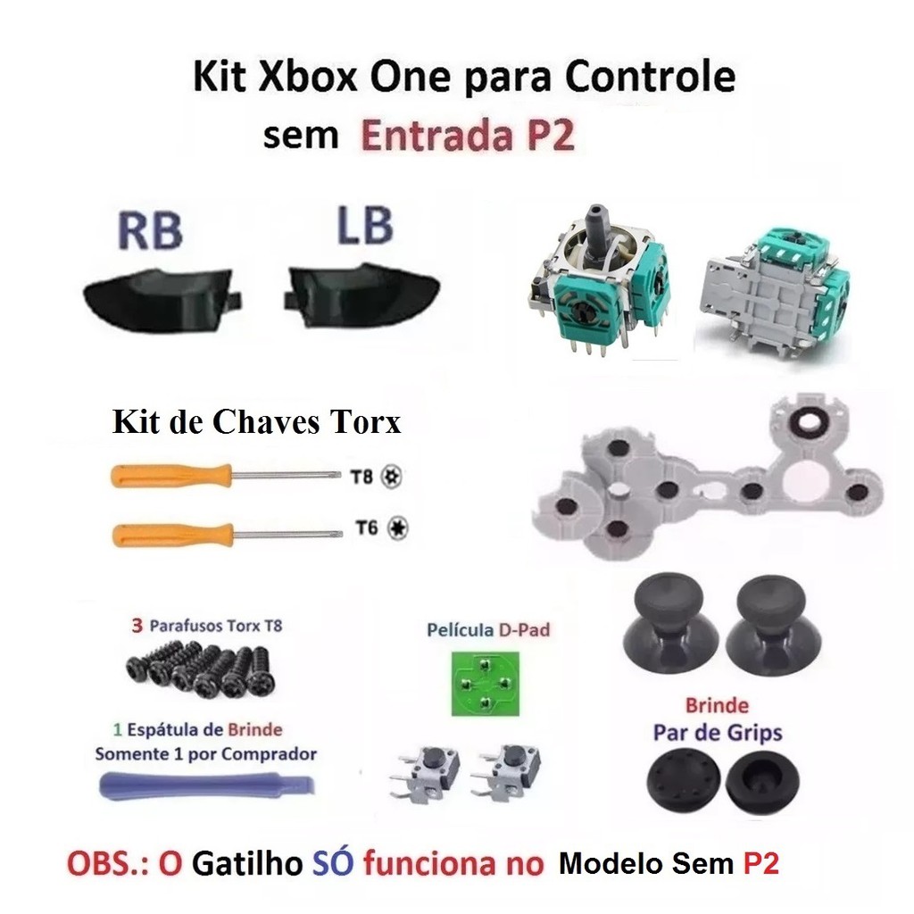 Kit peças controle Xbox One Fat SEM entrada P2 - Sk-027 | Shopee Brasil