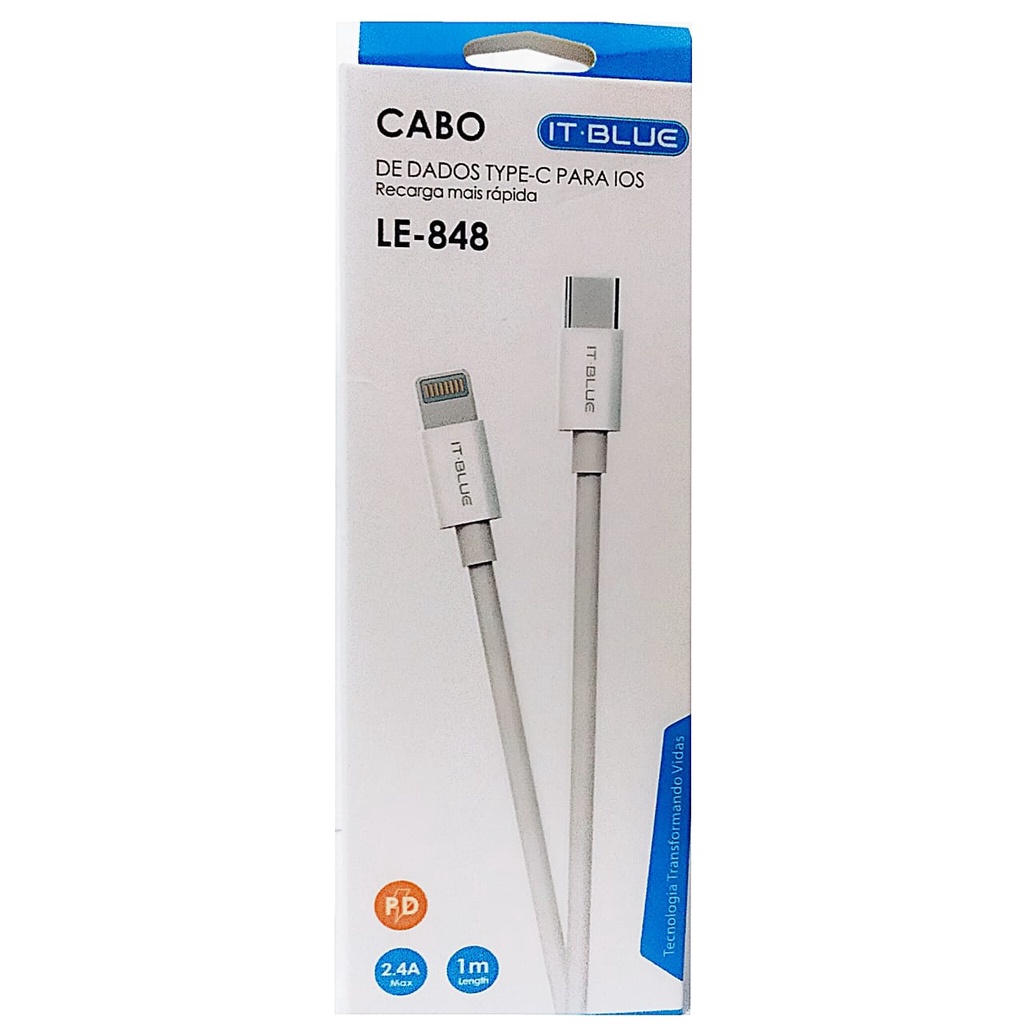 Cabo IT-BLUE Tipo - C Para Iphone Carga Rápida LE - 848 | Shopee Brasil