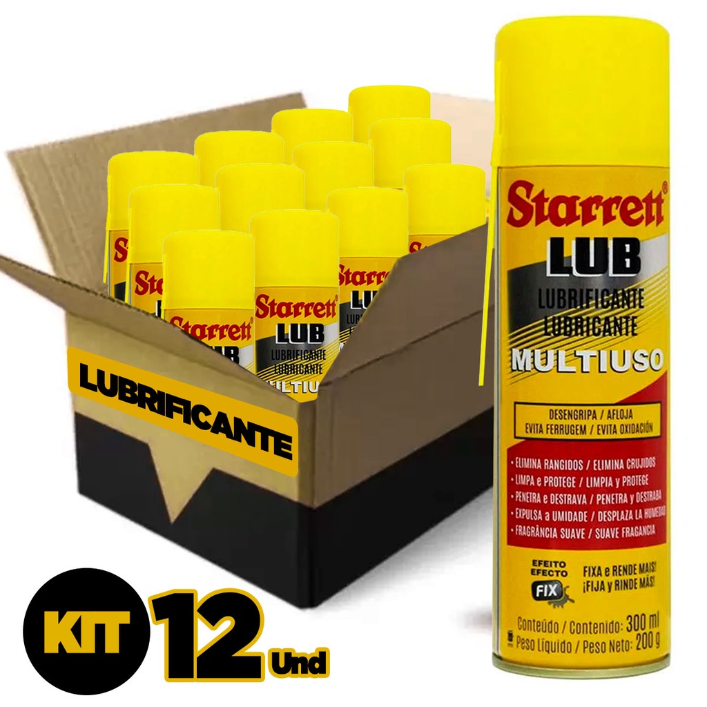 Kit 12 Oleo Lubrificante Lub Multiuso 300ml Starrett S-Lub300 | Shopee ...