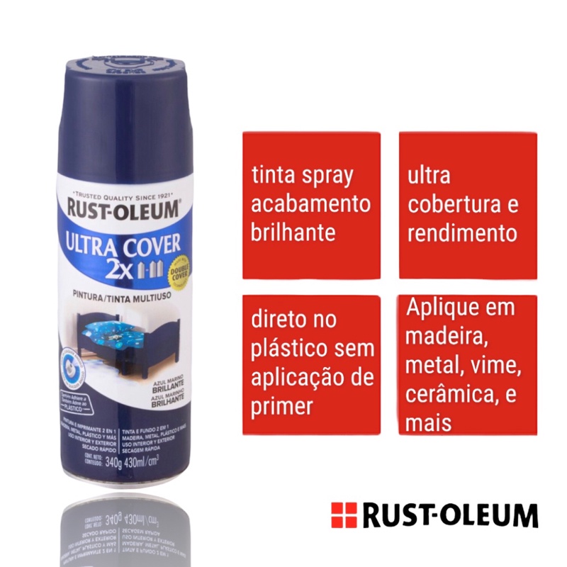 Tinta Spray Rust Oleum Ultra Cover 2x - Azul Marinho Brilhante | Shopee Brasil