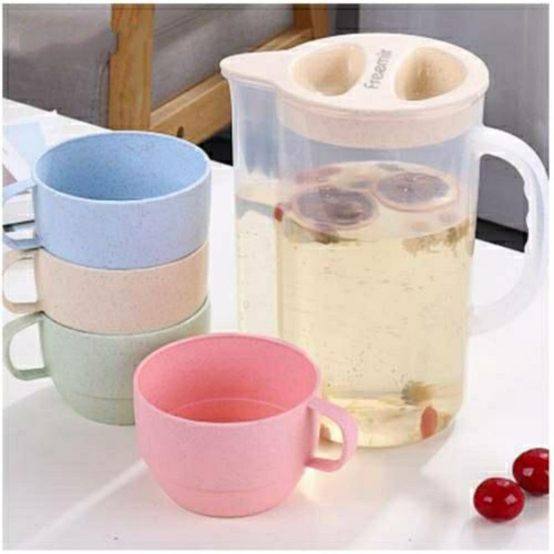 Eko Conjunto De Vidro 5 Em 1/Bule De Plástico Com 4 Xícaras De jeramj ...