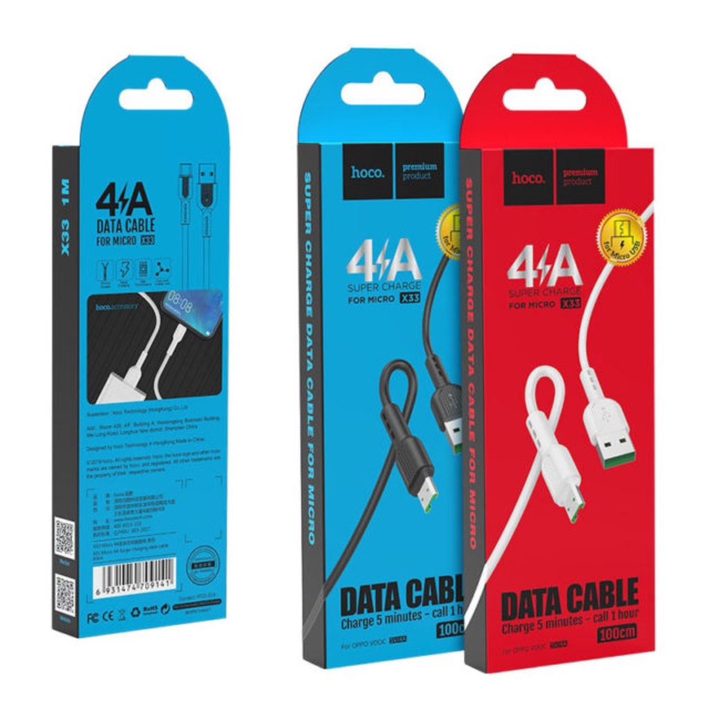 Cabo de Dados HOCO X33 4A Surge Flash Carregamento para Micro 1M (Preto ...