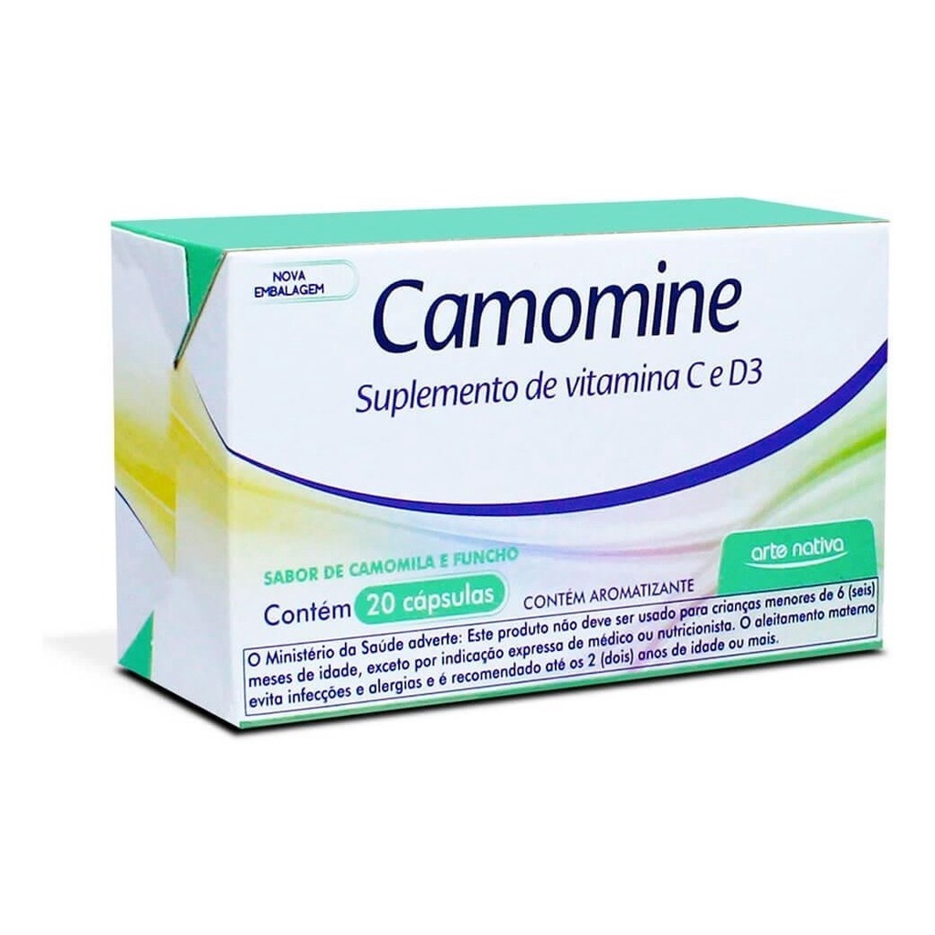 Camomine Vitamina C D3 20 capsulas Alivio Dor Primeira Dentição ...
