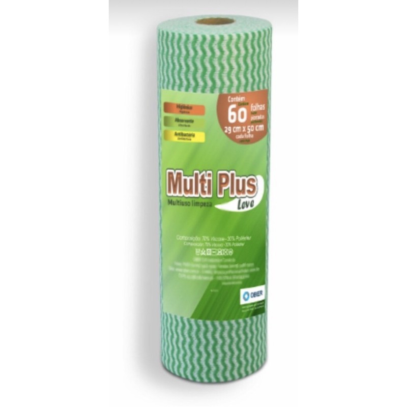 Pano Multiuso Multi Plus - 29cm X 30m - 60 Folhas - Verde | Shopee Brasil