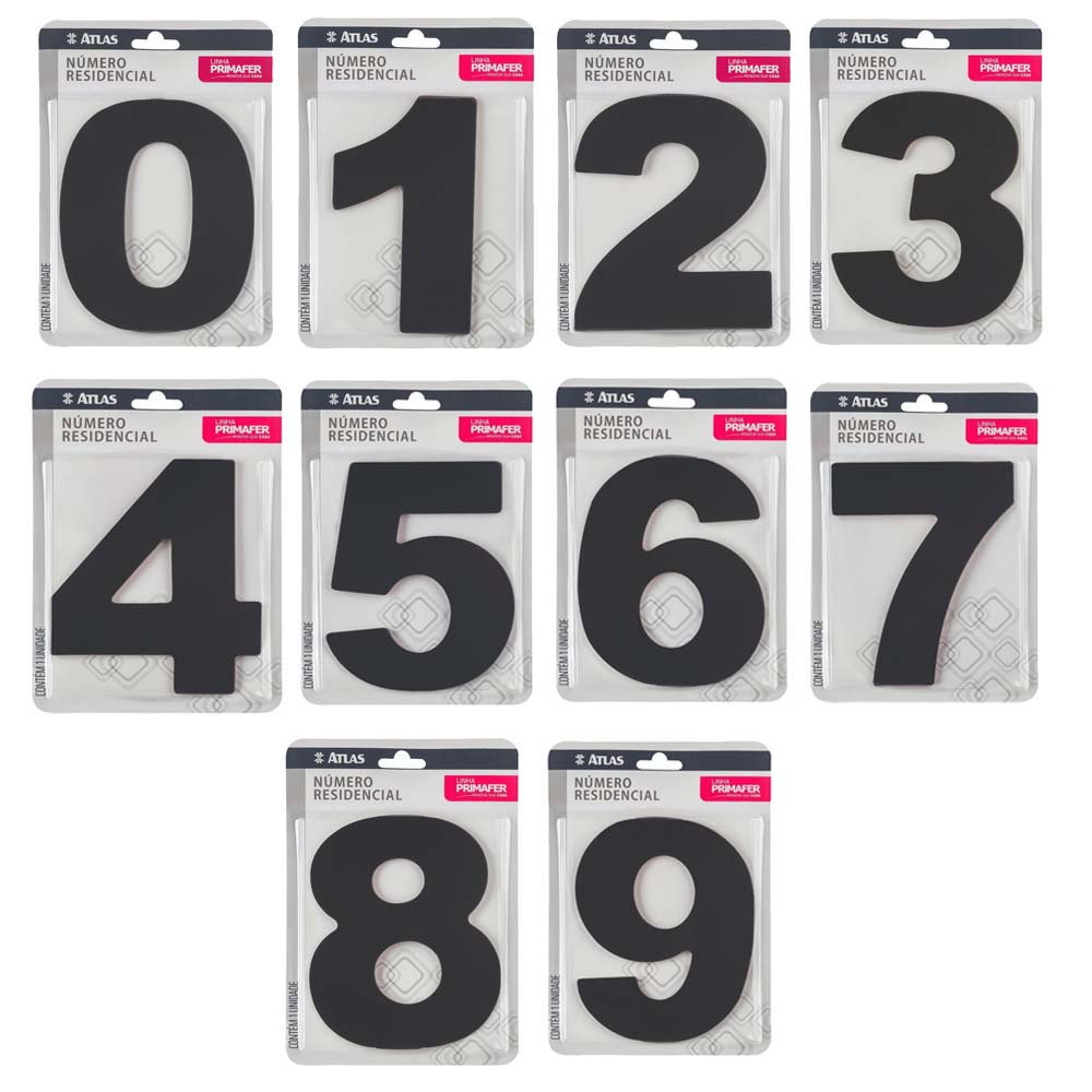 Números Residenciais Com Adesivo Atlas Preto Pratico De Usar- 0 ao 9 ...