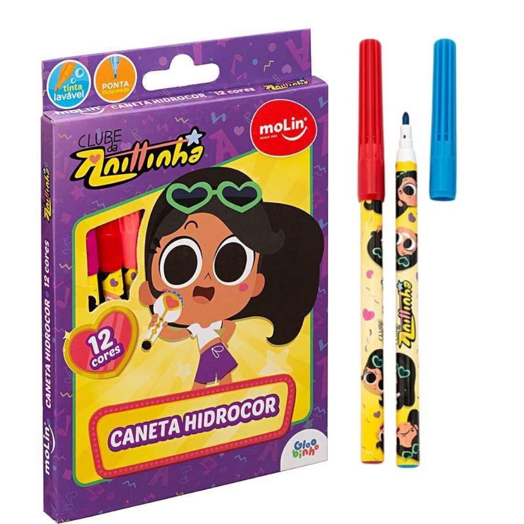 Caneta Canetinha Hidrocor Clube Da Anittinha Molin 12 Cores | Shopee Brasil