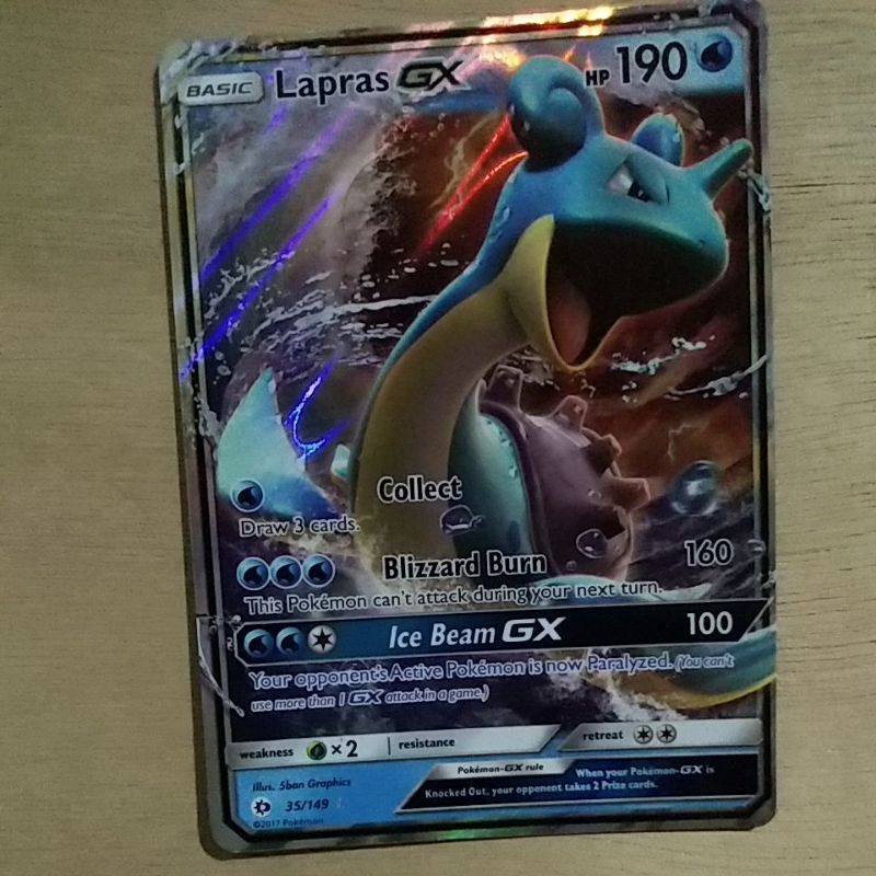 Lapras GX (carta ultra rara brilhante do Pokémon da primeira geração ...
