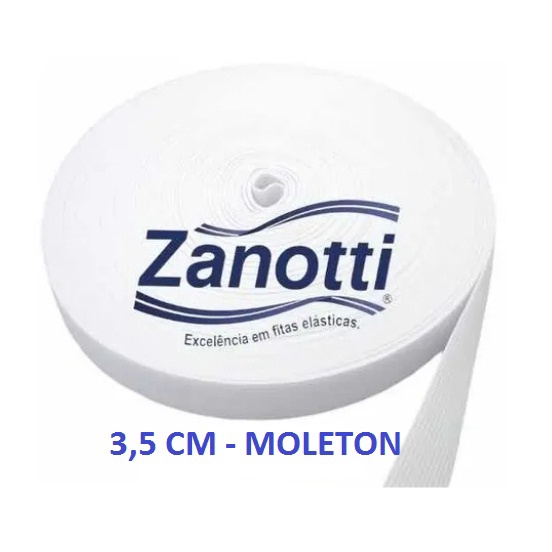 Elastico BRANCO Zanotti Moleton 35 C/ 25 Metros Cru (34mm) | Shopee Brasil
